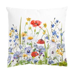 Bilderwelten Dekokissen bunt Blumen Illustration Aquarell - Blumenwiese Mohn - Blumenwiese Sofakissen Bezug & F&uuml;llung in 40x40 50x50 60x60