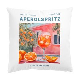 Bilderwelten Dekokissen orange Kulinarisch Vintage - Aperol Spritz - Il dolce far niente - Retro Sofakissen Bezug & F&uuml;llung in 40x40 50x50 60x60