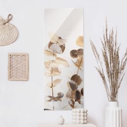 Bilderwelten Glasbild Tropisch gold Glas Wandbild - Goldene Eukalyptuszweige mit Wei&szlig; II - Deko Wohnzimmer Schlafzimmer