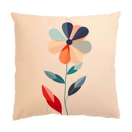 Bilderwelten Dekokissen Kissenbezug beige Blumen modern - Abstrakte Zarte Retro Blume - Bett Couch Sofakissen Bezug & F&uuml;llung in 40x40 50x50 60x60