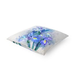 Bilderwelten Dekokissen Kissenbezug blau Blumen modern Aquarell - Aquarell Blumen Iris - Bett Couch Sofakissen Bezug & F&uuml;llung in 40x40 50x50 60x60