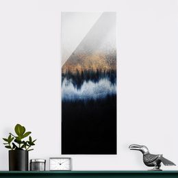 Bilderwelten Glasbild originell Abstrakt gold Aquarell - Goldener Horizont - Deko Wohnzimmer Schlafzimmer