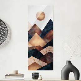 Glasbild Geometrische Berge Bronze