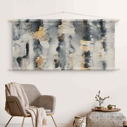 Bilderwelten Wandteppich originell gold Abstrakt Aquarell - Abstraktes Aquarell mit Gold - Wandbild Wohnzimmer Schlafzimmer