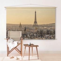 Bilderwelten Wandteppich Stadt beige Vintage Stoffbild - Paris im Morgengrauen - Paris Wohnzimmer Schlafzimmer