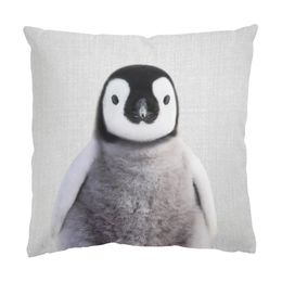 Bilderwelten Dekokissen schwarz weiss Tiere Motiv - Baby Pinguin Pepe - Bett Couch Sofakissen Bezug & F&uuml;llung in 40x40 50x50 60x60