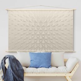 Bilderwelten Wandteppich weiss Abstrakt 3D-Effekt - Geometrisches Muster 3D Effekt - Wandbild Jugendzimmer