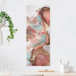 Bilderwelten Glasbild originell Abstrakt rosa Aquarell - Goldenes Aquarell Ros&eacute; - Deko Wohnzimmer Schlafzimmer