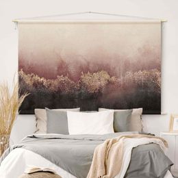 Bilderwelten Wandteppich Goldene Dämmerung Rosa - Wohnzimmer Schlafzimmer Arbeitszimmer - Cotton Canvas Stoffbild Wandbild aus Stoff XXL