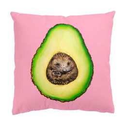 Bilderwelten Dekokissen Kissenbezug rosa Tiere Fotomontage - Avocado mit Igel - Obst Sofakissen Bezug & F&uuml;llung in 40x40 50x50 60x60