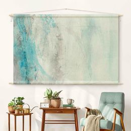 Bilderwelten Wandteppich originell t&uuml;rkis Abstrakt Stoffbild - Eismeer I - Wandbild Wohnzimmer Schlafzimmer