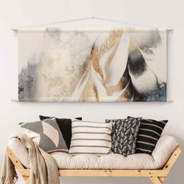 Bilderwelten Wandteppich originell gold Abstrakt Aquarell - Goldene abstrakte Wintermalerei - Wandbild Wohnzimmer Schlafzimmer