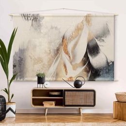 Bilderwelten Wandteppich originell gold Abstrakt Aquarell - Goldene abstrakte Wintermalerei - Wandbild Wohnzimmer Schlafzimmer