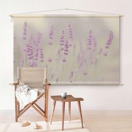 Bilderwelten Wandteppich Blumen violett Landhaus Stoffbild - Sommer im Lavendelfeld - Wandbild Wohnzimmer Schlafzimmer