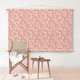Bilderwelten Wandteppich Blumen rosa modern Stoffbild - Asiatisches Kirschbl&uuml;tenmuster in Rosa - Kirschbl&uuml;te Wohnzimmer Schlafzimmer