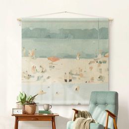 Bilderwelten Wandteppich Strand pastell maritim Stoffbild - Sandbank im Meer II - Wandbild Wohnzimmer Schlafzimmer