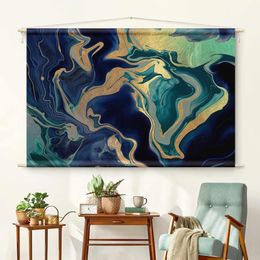 Bilderwelten Wandteppich blau Illustration Aquarell - Spiel der Farben Indigo Feuer - Wandbild Wohnzimmer Schlafzimmer