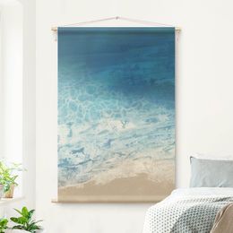 Bilderwelten Wandteppich Strand blau maritim Stoffbild - Ebbe und Flut in Farbe I - Landschaft Wohnzimmer Schlafzimmer