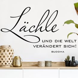 Bilderwelten Wandtattoo Sprüche modern selbstklebend weiss - No.SF985 Lächle - Sprüche Wohnzimmer Schlafzimmer