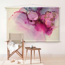 Bilderwelten Wandteppich originell bunt Abstrakt Aquarell - Farbkomposition in Pink - Wandbild Wohnzimmer Schlafzimmer