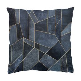Bilderwelten Dekokissen blau originell Abstrakt Aquarell - Blaue Geometrie Aquarell - Geometrisch Sofakissen Bezug & F&uuml;llung in 40x40 50x50 60x60