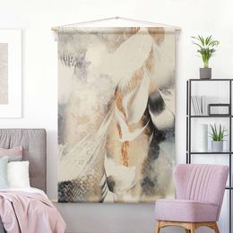 Bilderwelten Wandteppich originell gold Abstrakt Aquarell - Goldene abstrakte Wintermalerei - Wandbild Wohnzimmer Schlafzimmer