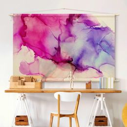 Bilderwelten Wandteppich originell pink Abstrakt Aquarell - Farbkomposition in Pink und Lila - Wandbild Wohnzimmer Schlafzimmer
