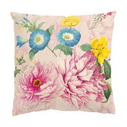 Bilderwelten Dekokissen Kissenbezug bunt Blumen modern - Pfingstrosenmuster mit Gelb - Rose Sofakissen Bezug & F&uuml;llung in 40x40 50x50 60x60