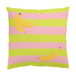 Bilderwelten Dekokissen Kissenbezug rosa Kulinarisch Pop Art - PopArt Sommer Drei Bananen - Obst Sofakissen Bezug & F&uuml;llung in 40x40 50x50 60x60
