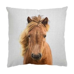 Bilderwelten Dekokissen Kissenbezug schwarz weiss Tiere Motiv - Pferd Pauline - Pferde Sofakissen Bezug & F&uuml;llung in 40x40 50x50 60x60