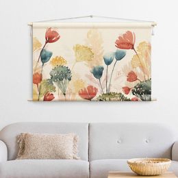 Bilderwelten Wandteppich Blumen bunt Landhaus Aquarell - Wildblumen im Sommer II - Wandbild Wohnzimmer Schlafzimmer