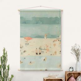 Bilderwelten Wandteppich Strand pastell maritim Stoffbild - Sandbank im Meer II - Wandbild Wohnzimmer Schlafzimmer