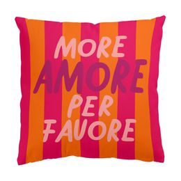 Bilderwelten Dekokissen pink Spr&uuml;che Pop Art - PopArt Sommer More Amore - Streifen Sofakissen Bezug & F&uuml;llung in 40x40 50x50 60x60