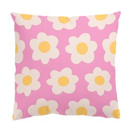 Bilderwelten Dekokissen rosa Pop Art - Retro Blumenwiese in Rosa - Retro Sofakissen Bezug & F&uuml;llung in 40x40 50x50 60x60