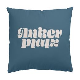 Bilderwelten Dekokissen Kissenbezug blau Spr&uuml;che Unifarben - Ocean Blue Ankerplatz - Spr&uuml;che Sofakissen Bezug & F&uuml;llung in 40x40 50x50 60x60