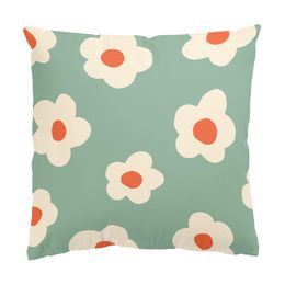 Bilderwelten Dekokissen t&uuml;rkis Pop Art - Retro Blumenwiese in Mint - Retro Sofakissen Bezug & F&uuml;llung in 40x40 50x50 60x60