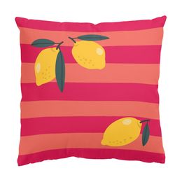 Bilderwelten Dekokissen rosa Kulinarisch Pop Art - PopArt Sommer Drei Zitronen - Obst Sofakissen Bezug & F&uuml;llung in 40x40 50x50 60x60