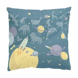 Bilderwelten Dekokissen Planeten mit Sternzeichen und Raketen