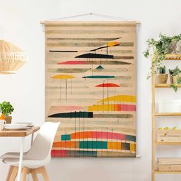 Bilderwelten Wandteppich originell bunt Abstrakt Stoffbild - Farbkomposition mit Streifen - Wandbild Jugendzimmer
