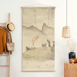 Bilderwelten Wandteppich Tiere beige Vintage Stoffbild - No.MW8 Japanische Stille - Retro Wohnzimmer Schlafzimmer