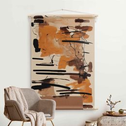 Bilderwelten Wandteppich originell braun Abstrakt Stoffbild - Warme Farbkomposition - Wandbild Wohnzimmer Schlafzimmer