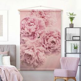 Bilderwelten Wandteppich Rosa Pfingstrosen