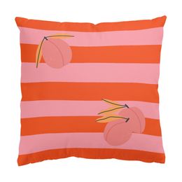 Bilderwelten Dekokissen orange Kulinarisch Pop Art - PopArt Sommer Drei Pfirsiche - Obst Sofakissen Bezug & F&uuml;llung in 40x40 50x50 60x60