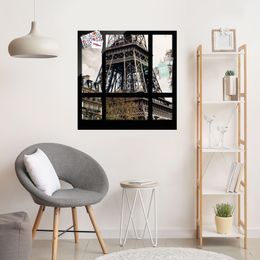 Bilderwelten Glasbild Stadt modern einzigartig Glas Wandbild - Fensterausblick Paris - Nahe am Eiffelturm - Paris Wohnzimmer Schlafzimmer