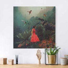 Bilderwelten Leinwandbild M&auml;dchen mit riesigen V&ouml;geln