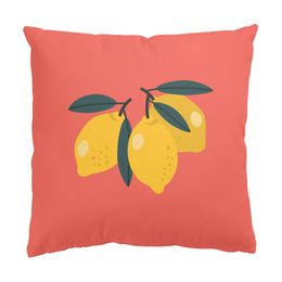 Bilderwelten Dekokissen rosa Kulinarisch Pop Art - PopArt Sommer Zitronen - Obst Sofakissen Bezug & F&uuml;llung in 40x40 50x50 60x60