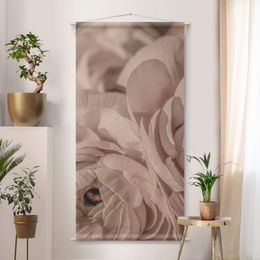 Bilderwelten Wandteppich rosa Landhaus Stoffbild - Err&ouml;tete Bl&uuml;te - Rose Wohnzimmer Schlafzimmer