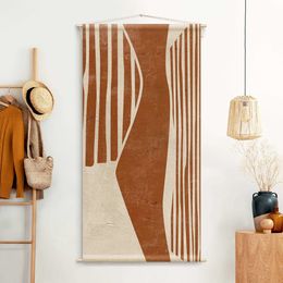 Bilderwelten Wandteppich originell braun Abstrakt Stoffbild - Indisches Feld - Wandbild Wohnzimmer Schlafzimmer