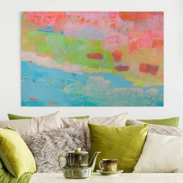 Bilderwelten Leinwandbild originell Abstrakt Kunstdruck bunt - Sommertag am See - Wandbild XXL Wohnzimmer Schlafzimmer