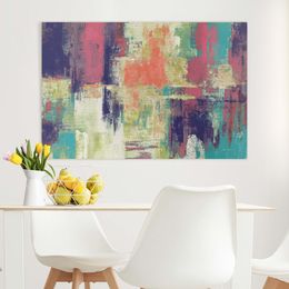 Bilderwelten Leinwandbild originell Abstrakt Kunstdruck bunt - Rummel der Farben - Wandbild XXL Wohnzimmer Schlafzimmer